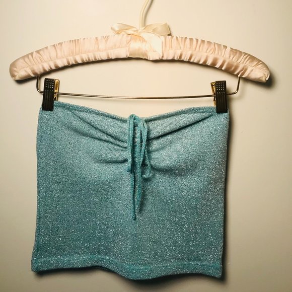 No brand | Tops | Stretch Tube Top Blue Metallic Size Xs | Poshmark